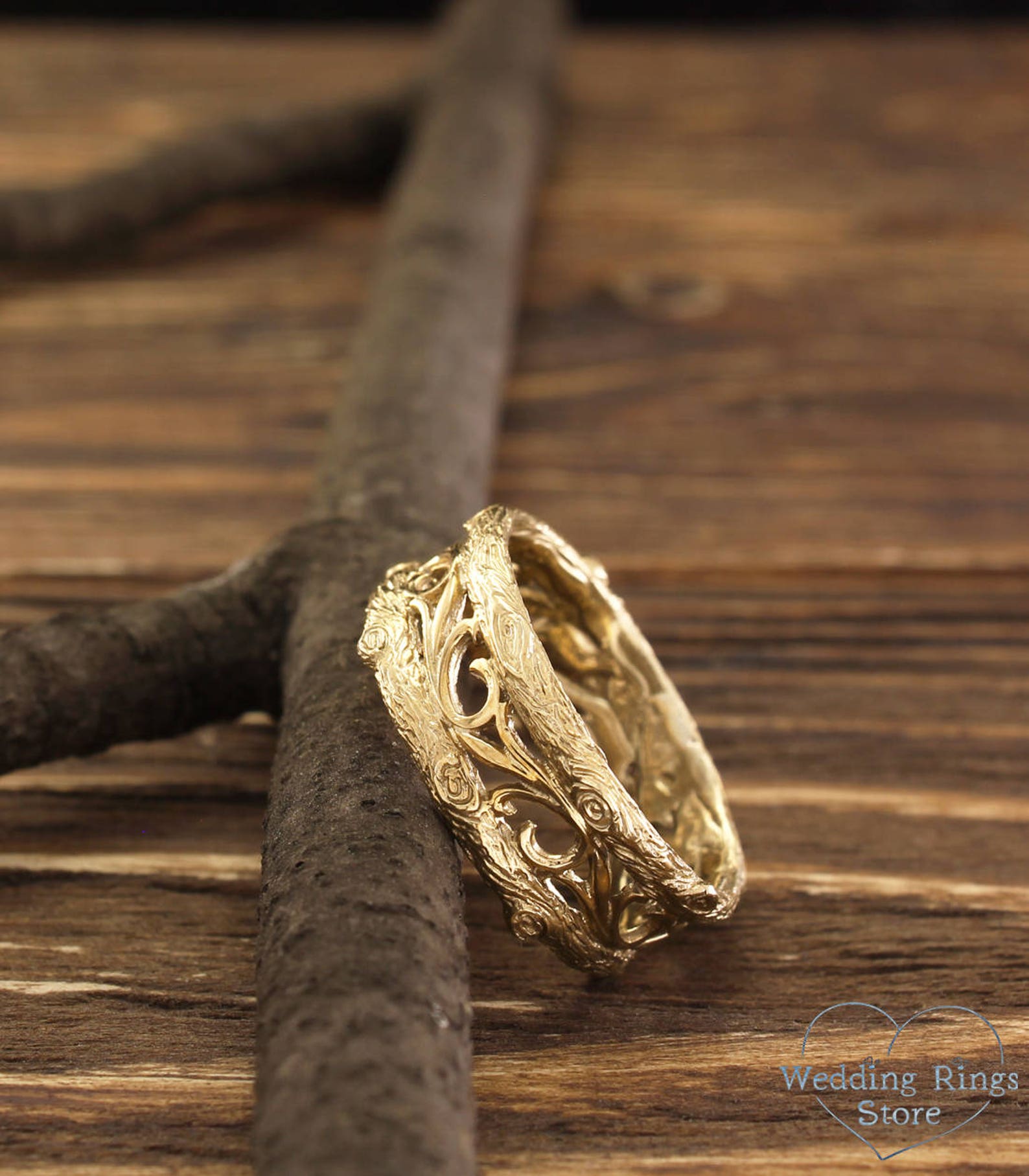 Tree Women's Ring in Vintage Style, Tree Unique Wedding Band, Vine ...