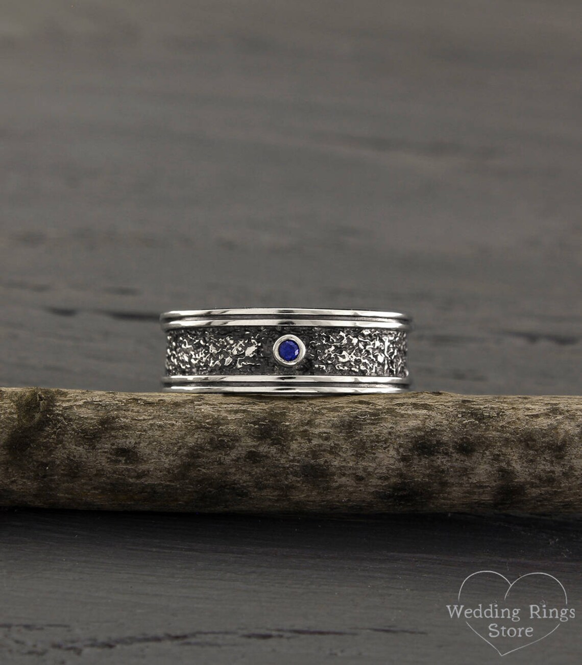 Men's Sapphire Wedding Band in Sterling Silver Sapphire - Etsy
