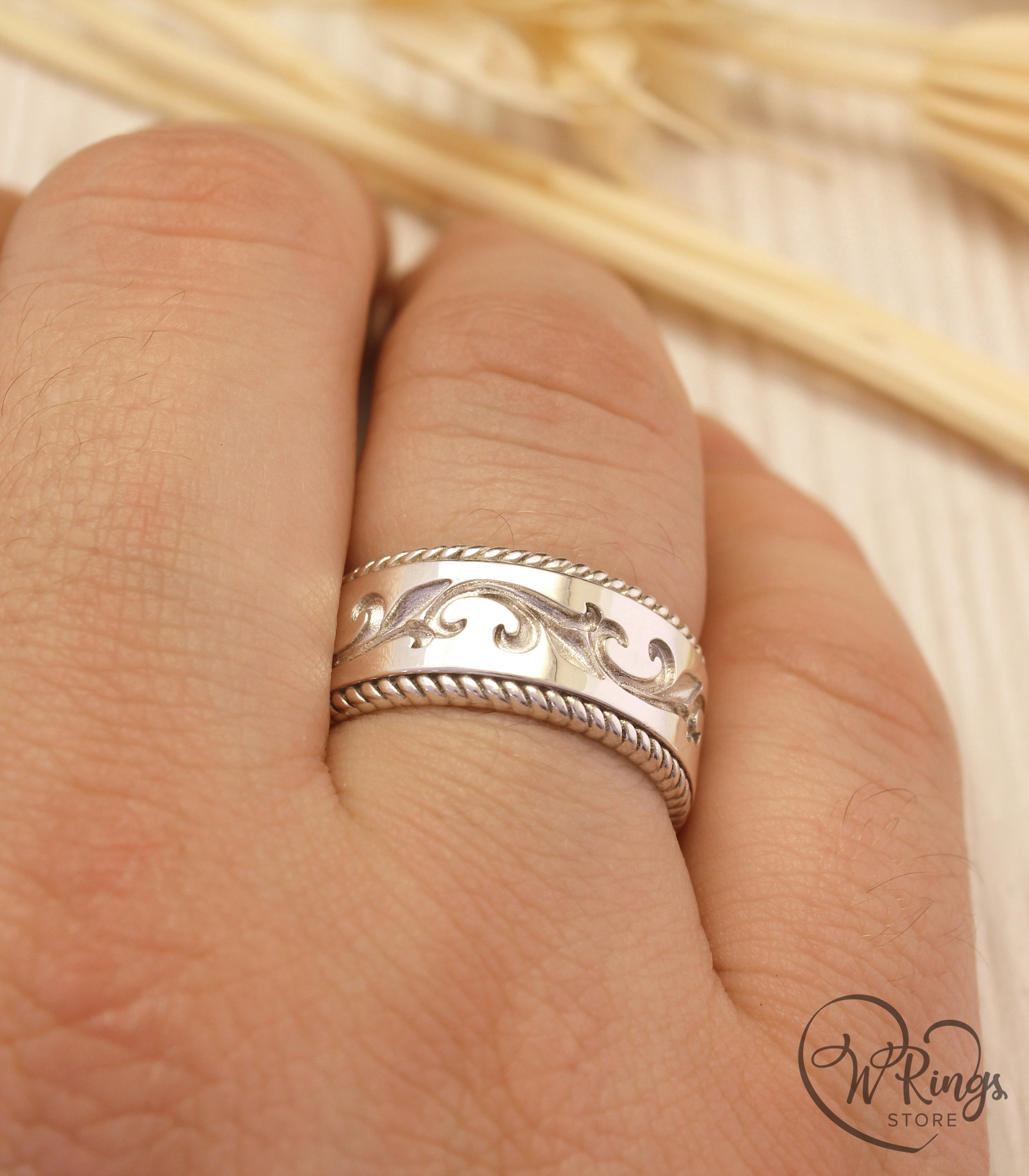 Filigree Ring in Antique Style Silver Vine Wedding Band in - Etsy