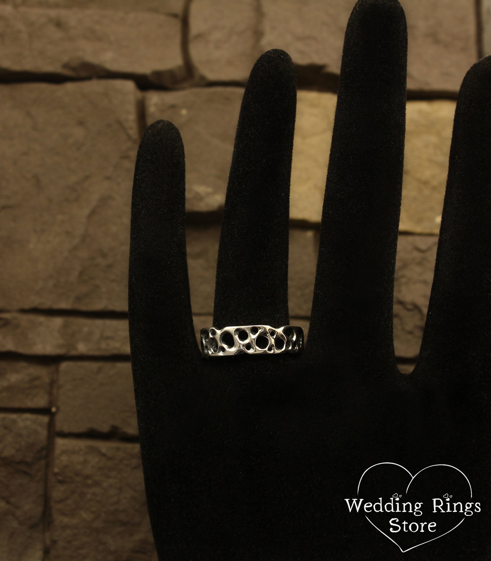 Oceans silver wedding bands Unusual wedding bands set His | Etsy