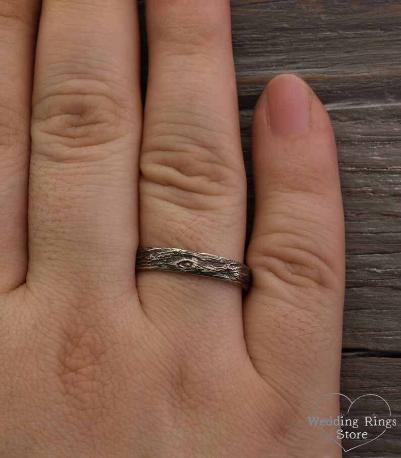 Tree Bark White Gold Wedding Band, Tree Gold Ring, Bark Wedding Band ...