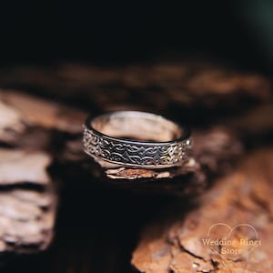 Engraved Viking Wedding Ring Sterling Silver Unique Mens Band Nordic ...