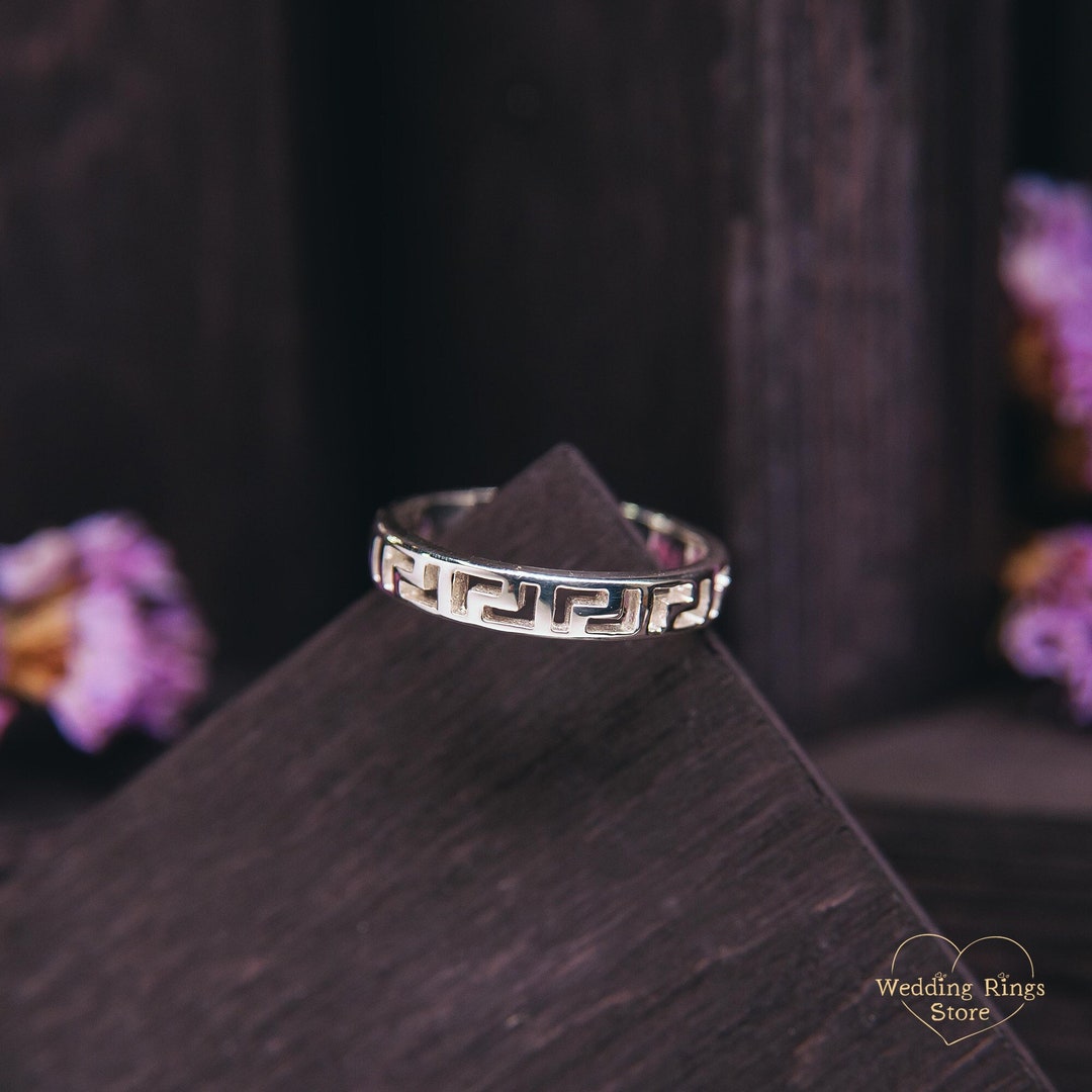 Greek Decor Sterling Silver Pinky Ring - Vintage Greek Key Ring - Greek ...