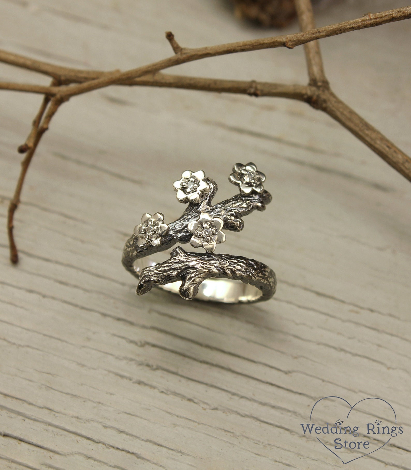 Exclusive Floral Designed Ring for Woman Flowers on a Branch - Etsy