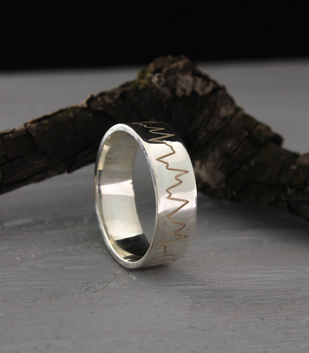 Personalized Heartbeat Ring, Pulse Wedding Band, Silver Heartbeat Band ...