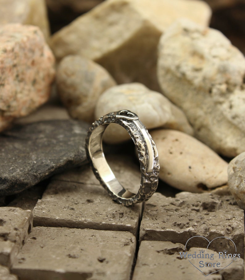 Unique heart engagement ring Wavy mens womens silver ring | Etsy