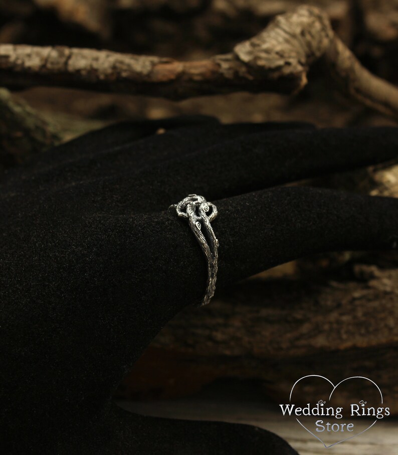 Braided branch ring with heart Heart engagement ring | Etsy