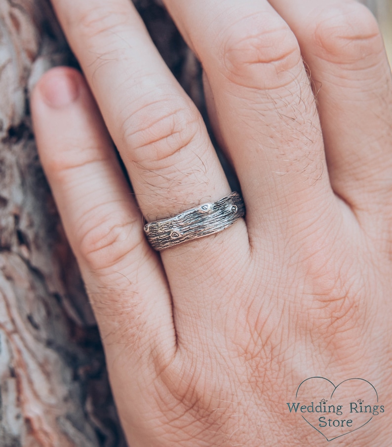 Tree Band Men's Wedding Ring Rustic Wedding Band Tree - Etsy