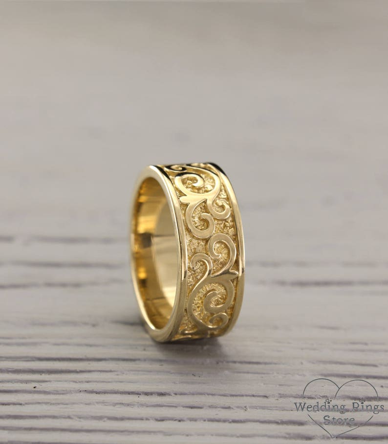 Men's wedding band with monograms Unique mens wedding | Etsy