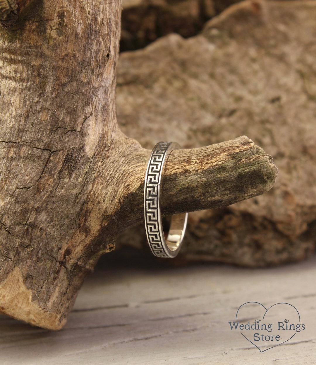 Minimalist Silver Greek Ring for Women and Men, Spiral Meander Thin ...