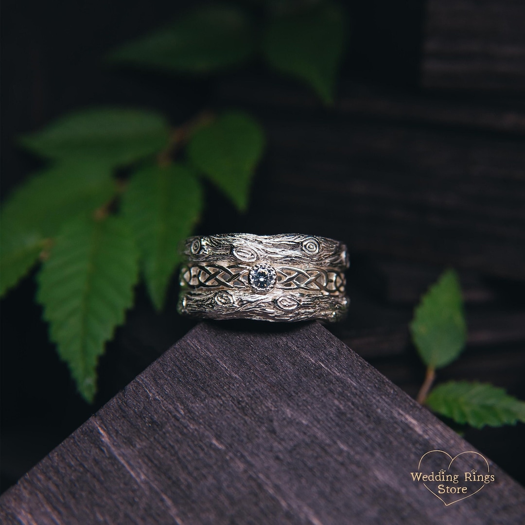 Celtic Wide Silver Ring - Celtic Gemstone Ring for Her - Women Celtic ...