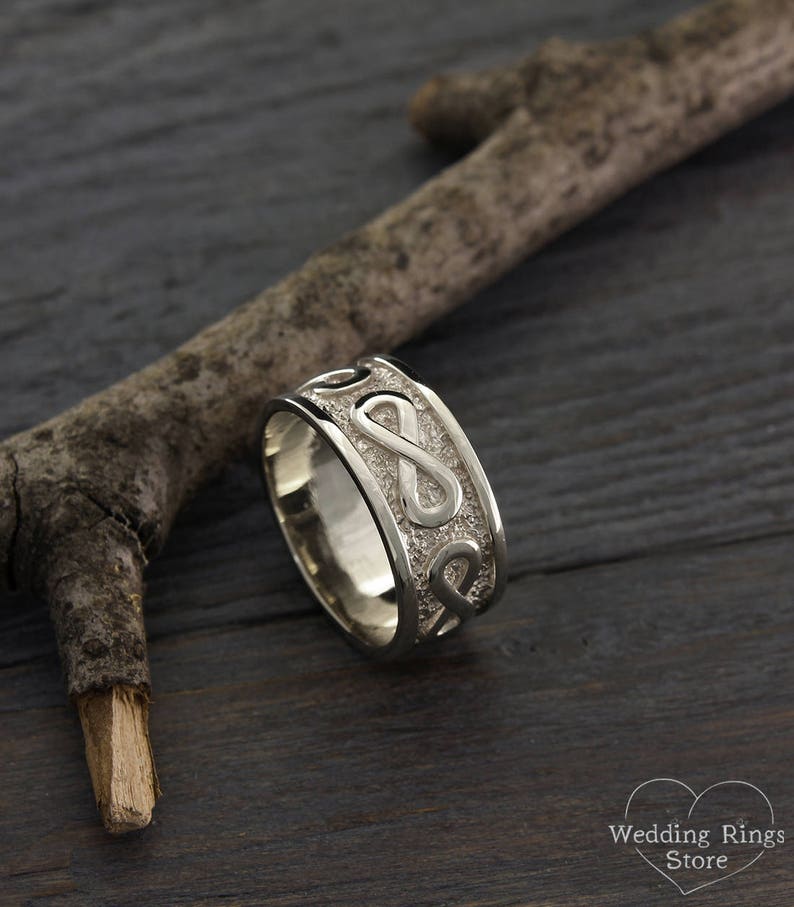 Infinity Silver Bold Wedding Band 10mm Wide Infinity Wedding | Etsy