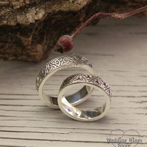 Silver Celtic Matching Wedding Rings, Infinity Triquetra Couple Wedding Bands, Handmade Celtic ...