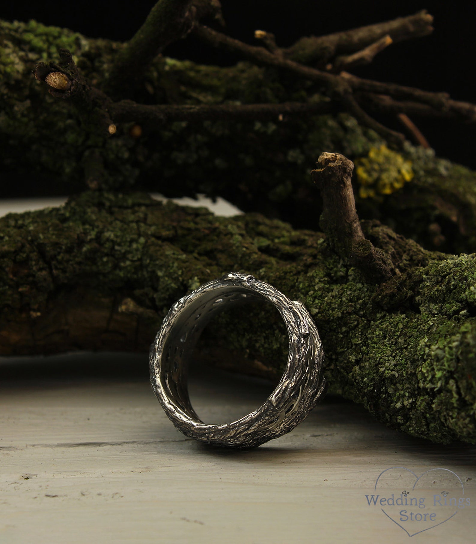 Unique Mens Celtic Tree Band Large Tree Silver Wedding Band | Etsy