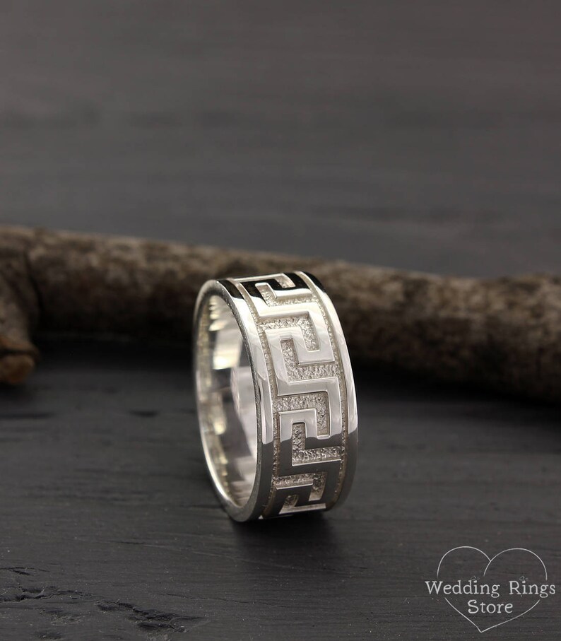 10mm greek wedding band Big silver ring Greek wedding ring | Etsy