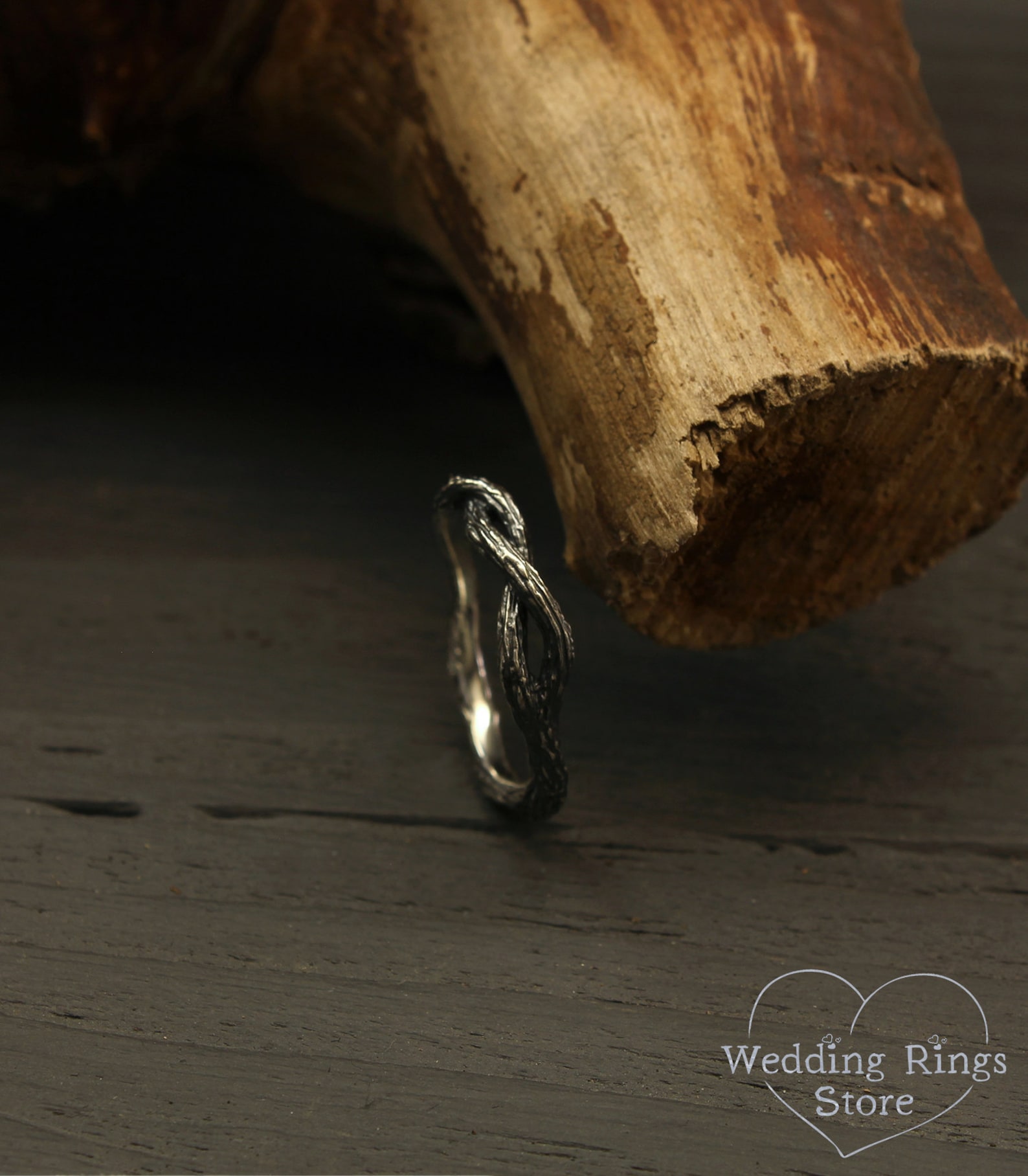 Small Braided Branch Wedding Band, Unusual Tree Bark Band, Unique ...