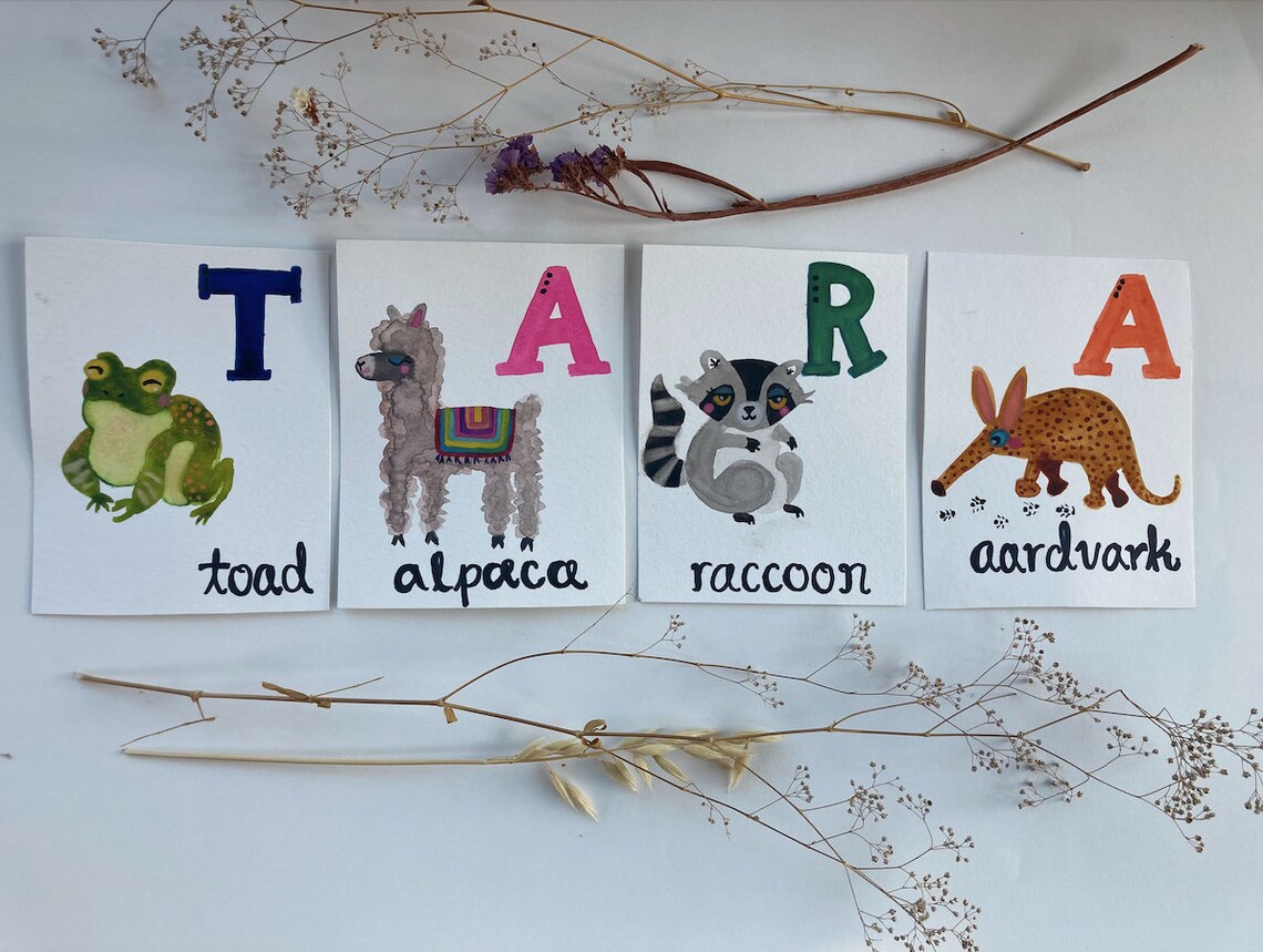 Handmade Custom Animal Name Set - Etsy