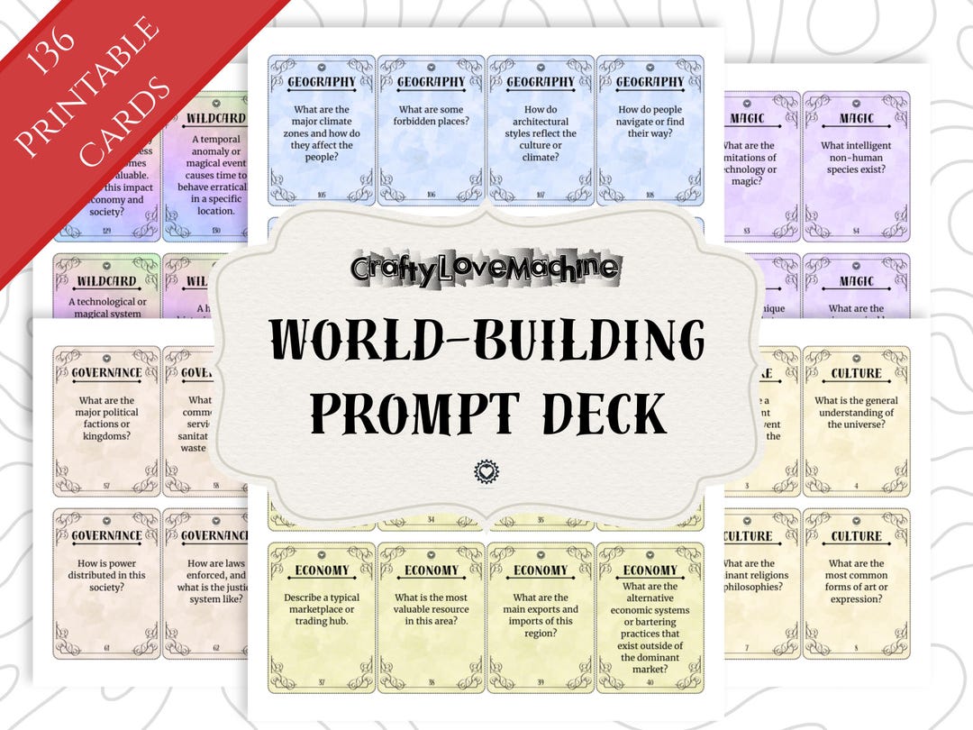 136 Printable Fantasy Worldbuilding Prompt Cards for Writers, Gms, and ...