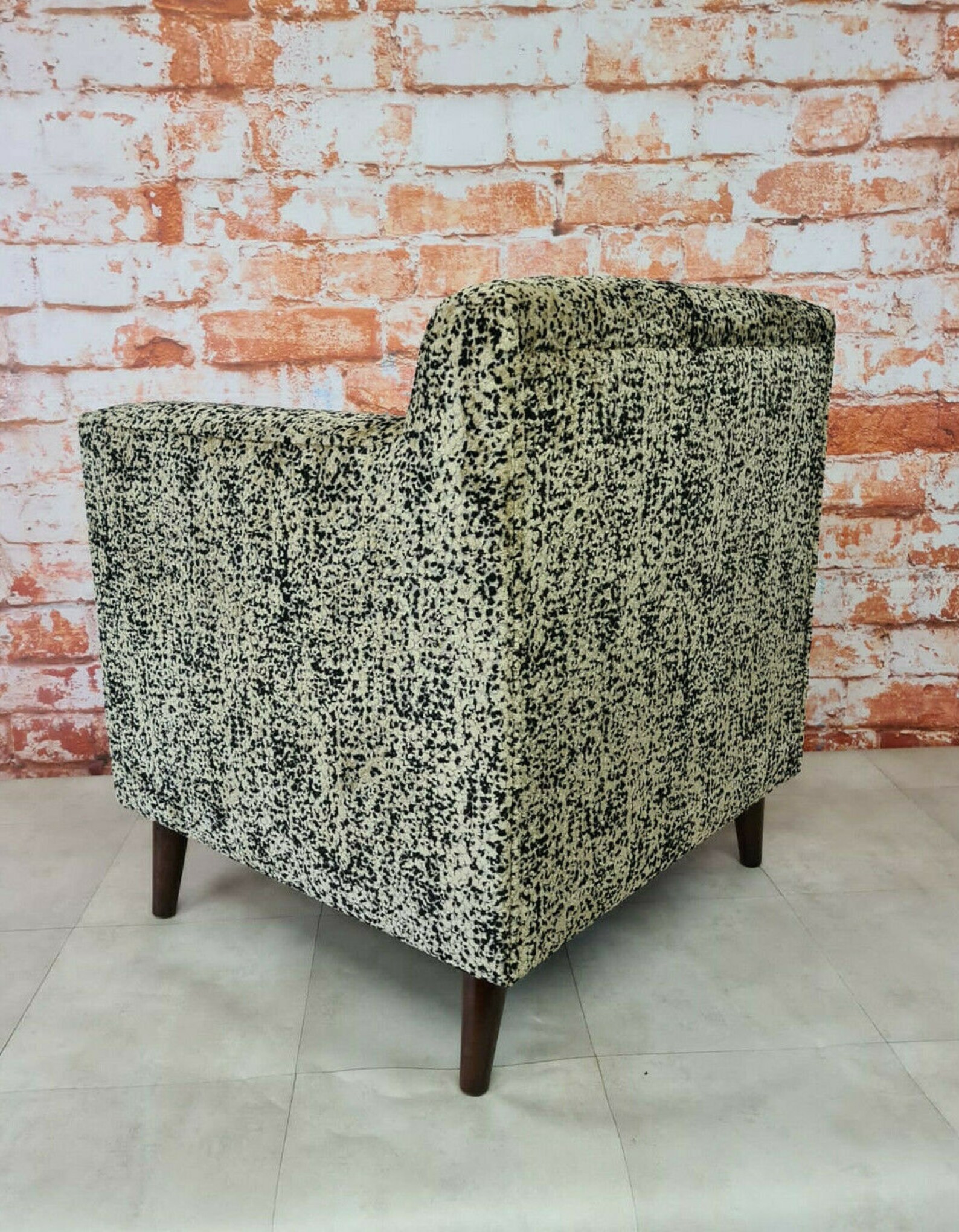 Accent Chair Square Shaped Leopard Print Fabric Standing - Etsy UK