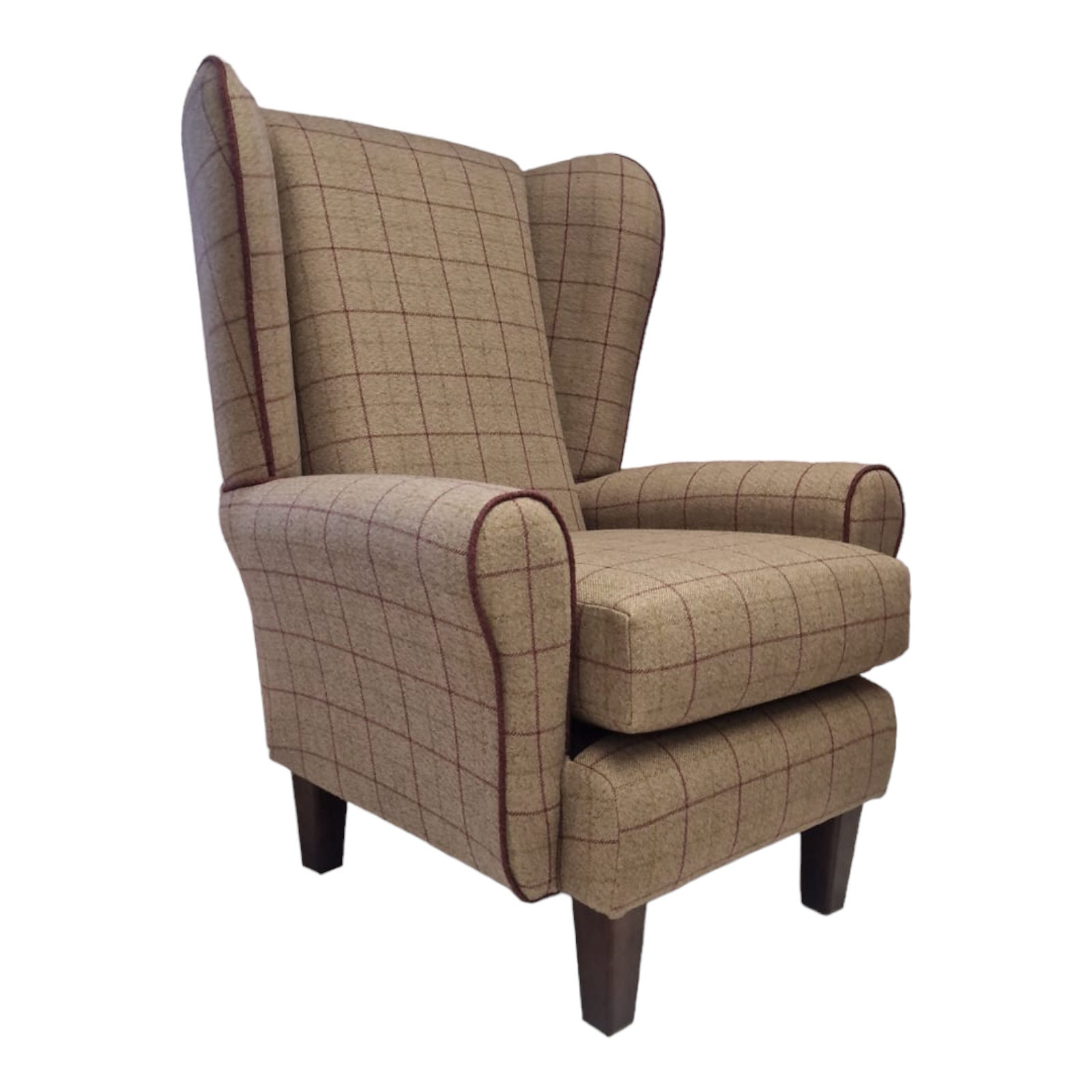 Queen Anne Wing Back Cottage Fireside Chair Bamburgh Brown heather Solid Wood Mahogany Legs Etsy