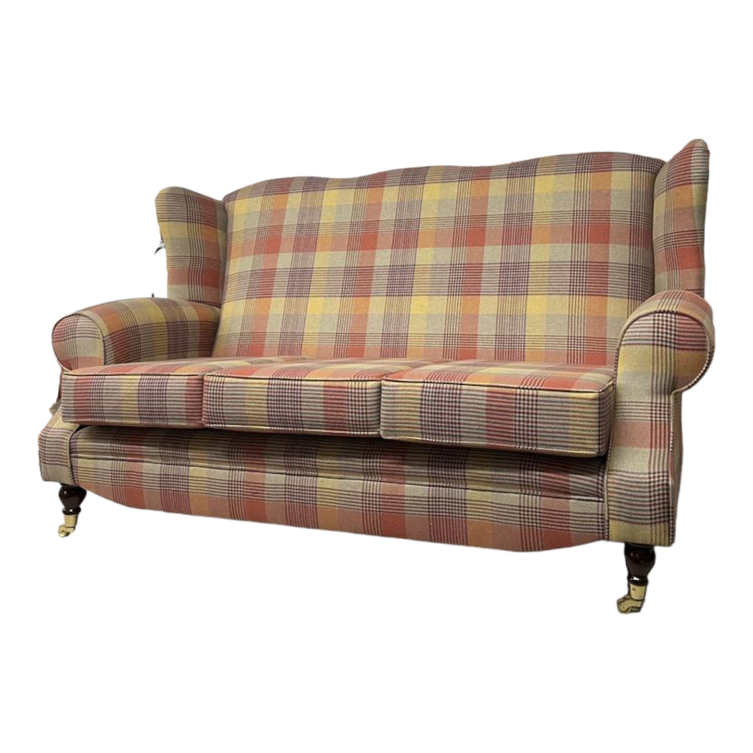 Wing Back Queen Anne Cottage 3 Seat Sofa -katrine Spice Tartan Fabric ...