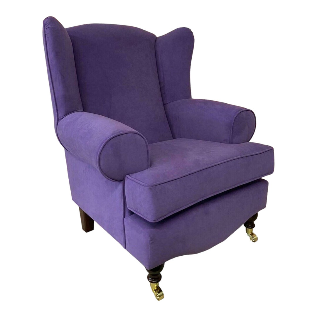 Purple wingback chair store