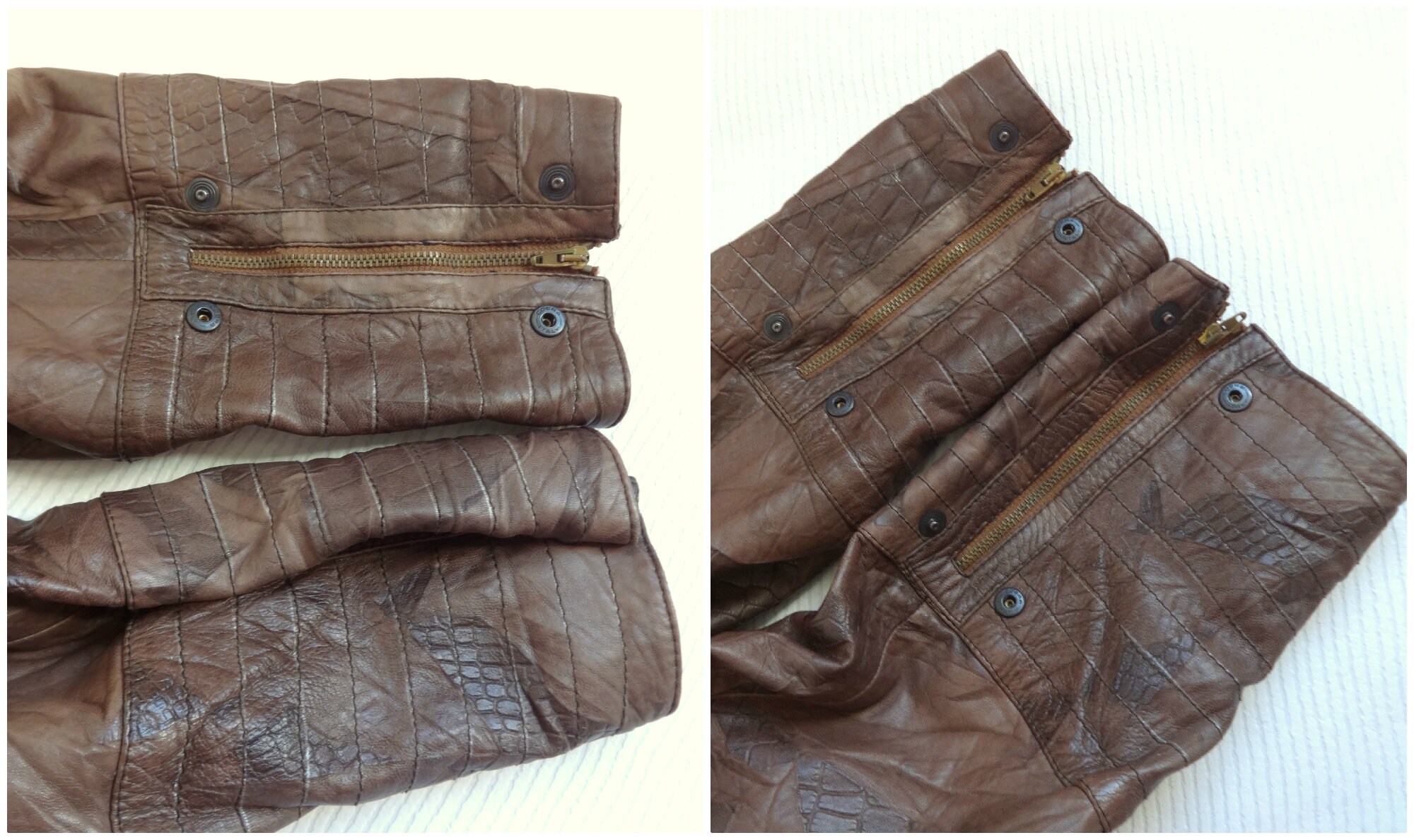 Vintage Brown Textured Leather Jacket Full Lining Push Buttons - Etsy