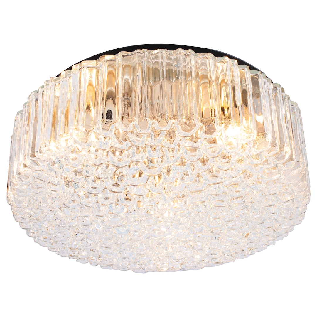 1 of 3 Large Round Glass Flush Mount by Limburg, Germany, 1970s - Etsy