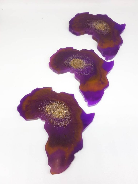Africa Map Coasters Resin Luxury Coasters Purple Home | Etsy