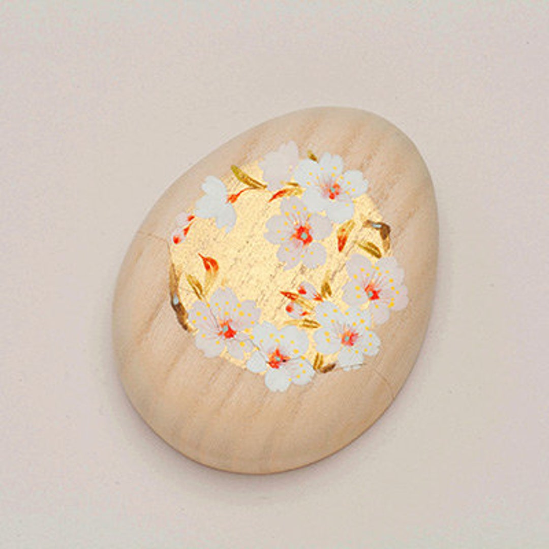 Egg-shaped Small Paulownia Wood Box - Cherry Blossom, Wooden Storage ...