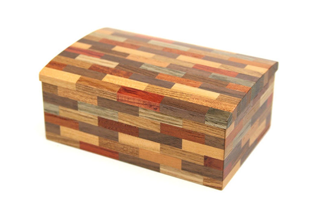 Yosegi Small Wooden Storage Box - Red , Jewellery Storage Box, Keepsake ...