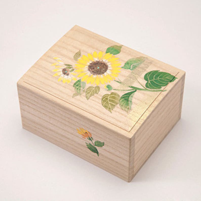Small Paulownia Wood Box Sunflower Wooden Storage Box - Etsy