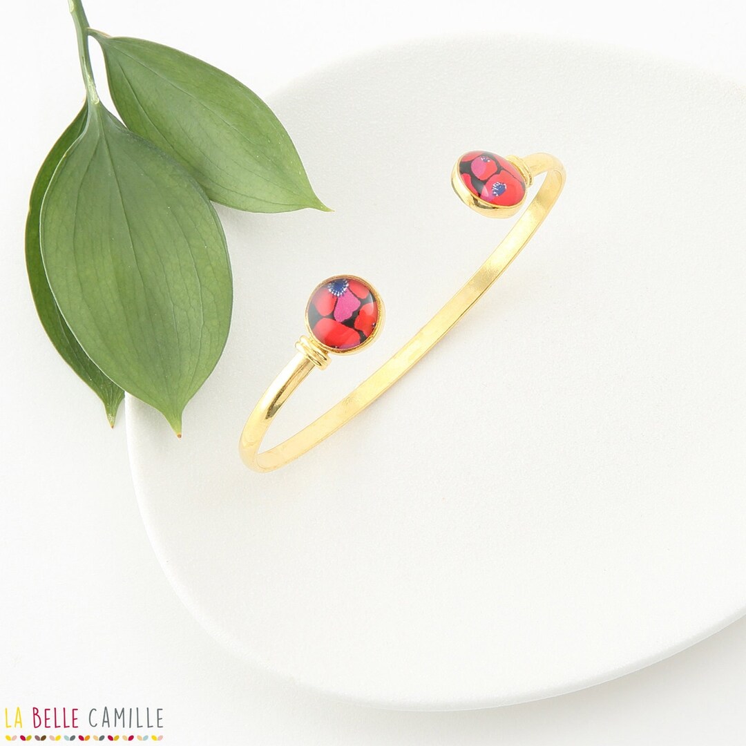 JONC Bracelet Resin poppy Pattern Gold/silver/bronze - Etsy