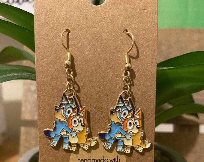 Bluey Character Dangle Earrings: Cartoon Mom Earrings - Etsy