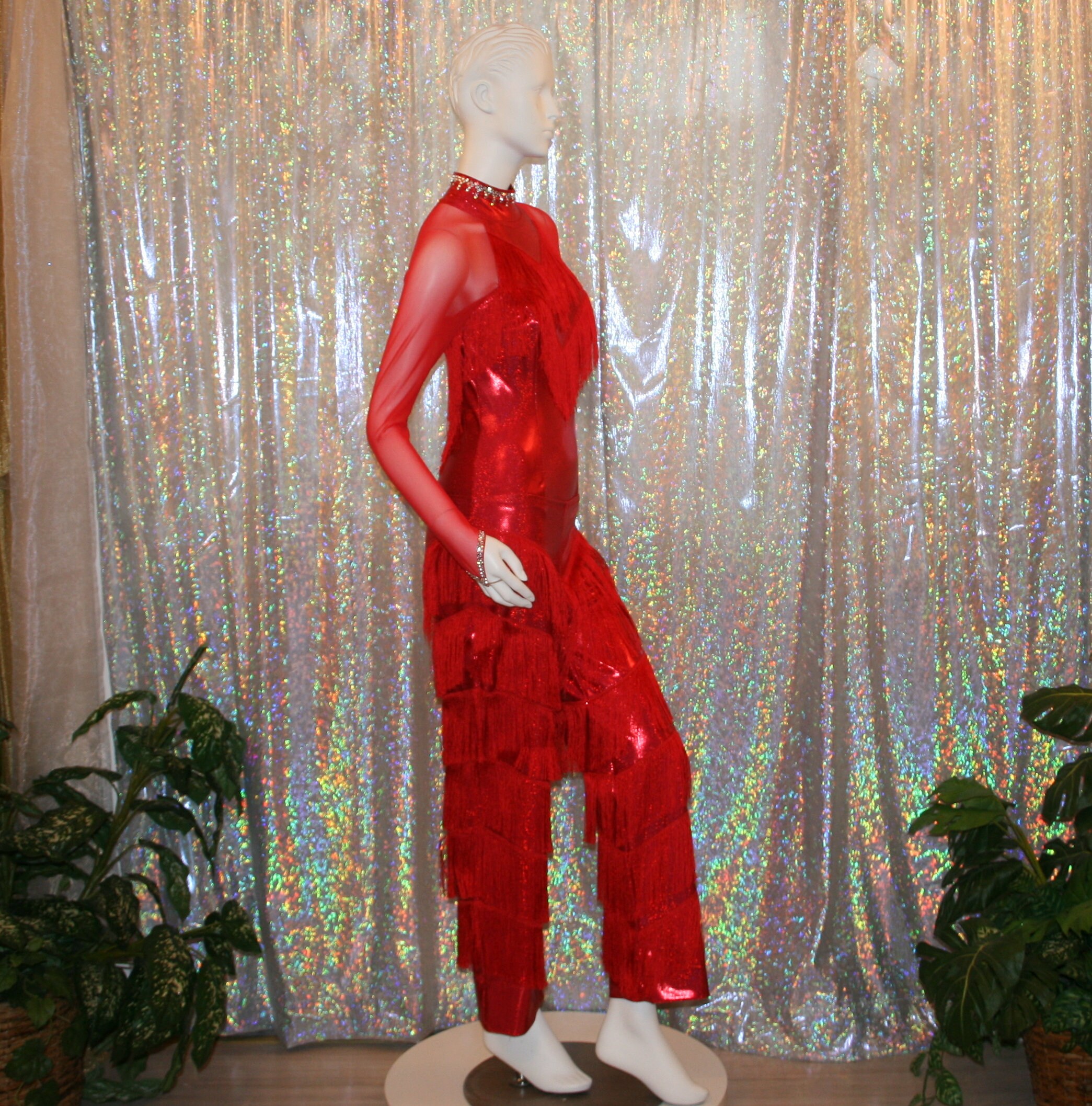 Red Classic Fringy Latin-rhythm Dance Pant Set Sparkly Size 5/6-9/10 - Etsy