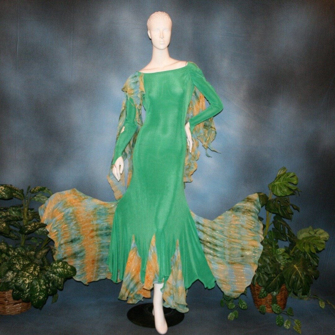 Green Ballroom Dress With Yellow & Gold Accents Floats, Size 3/4-9/10 ...