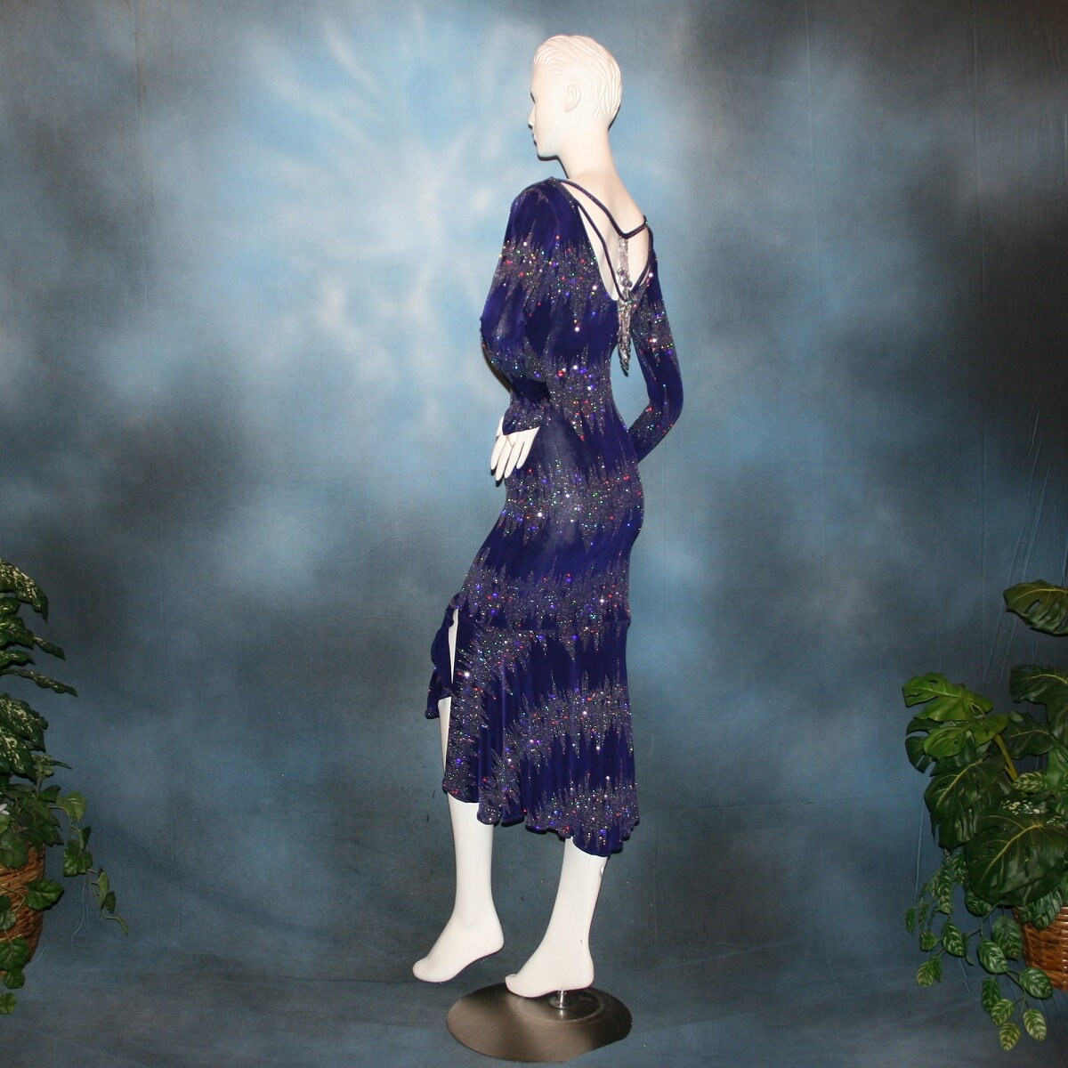 Royal Purple Latin-rhythm-tango Dress With Sparkling Accents & Hand ...