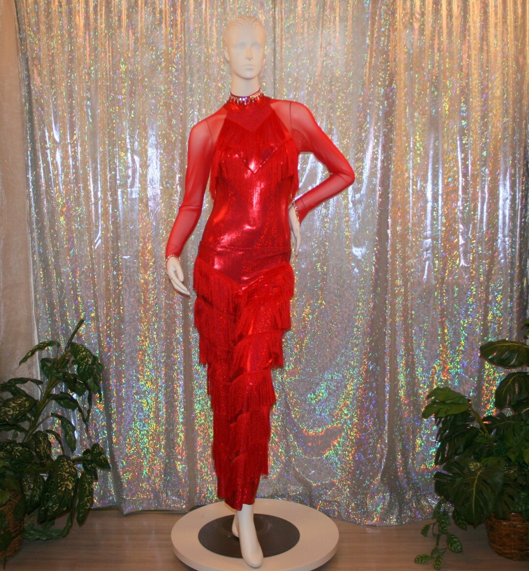 Fringy Latin-rhythm Dance Pant Set, Red Classic, Size 5/6-9/10 ...
