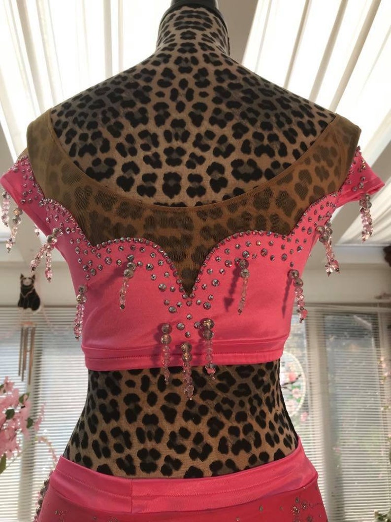 2 Piece Pink Latin-rhythm Dress With Swarovski Rhinestones, Hand ...