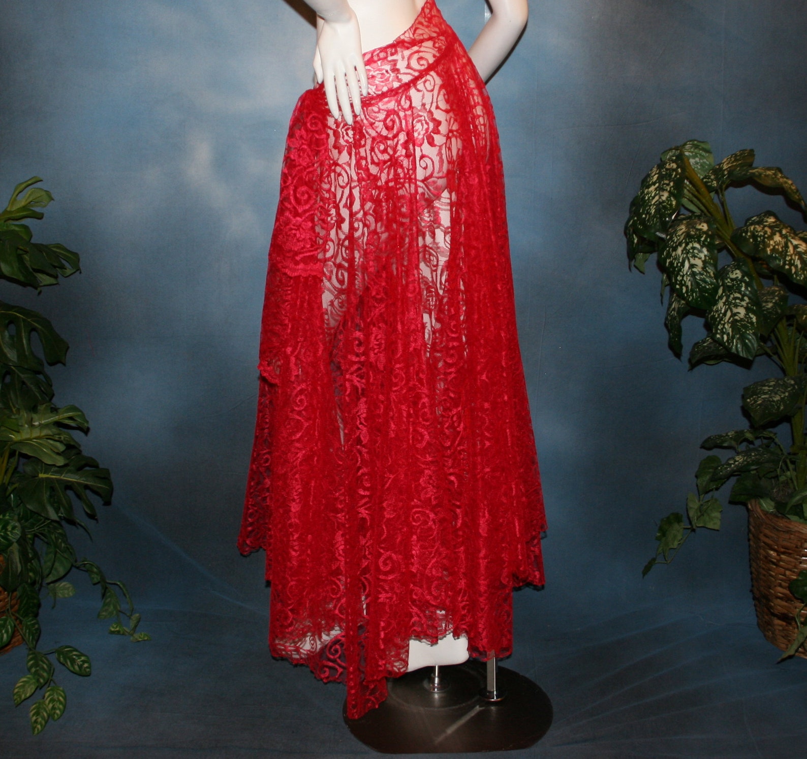Red Lace Ballroom Dance Skirt Size 1/2-7/8-red Petals - Etsy