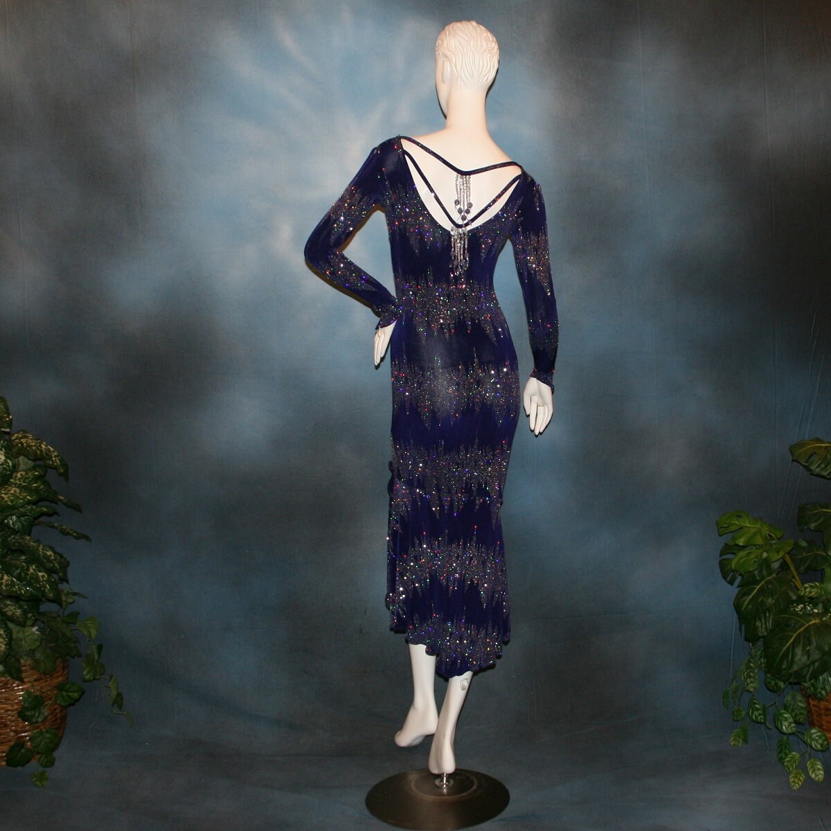 Royal Purple Latin-rhythm-tango Dress With Sparkling Accents & Hand ...