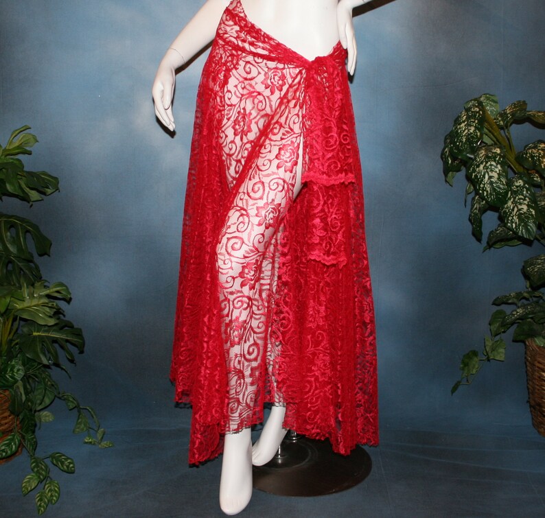 Red Lace Ballroom Dance Skirt Size 1/2-7/8-red Petals - Etsy