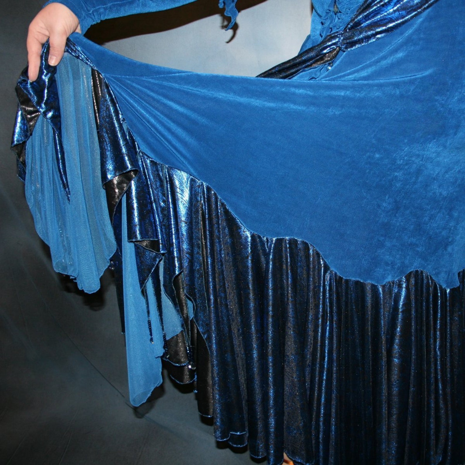 Blue Plus Size Ballroom Dress With Black Accents & Hand Beading Size 17 ...