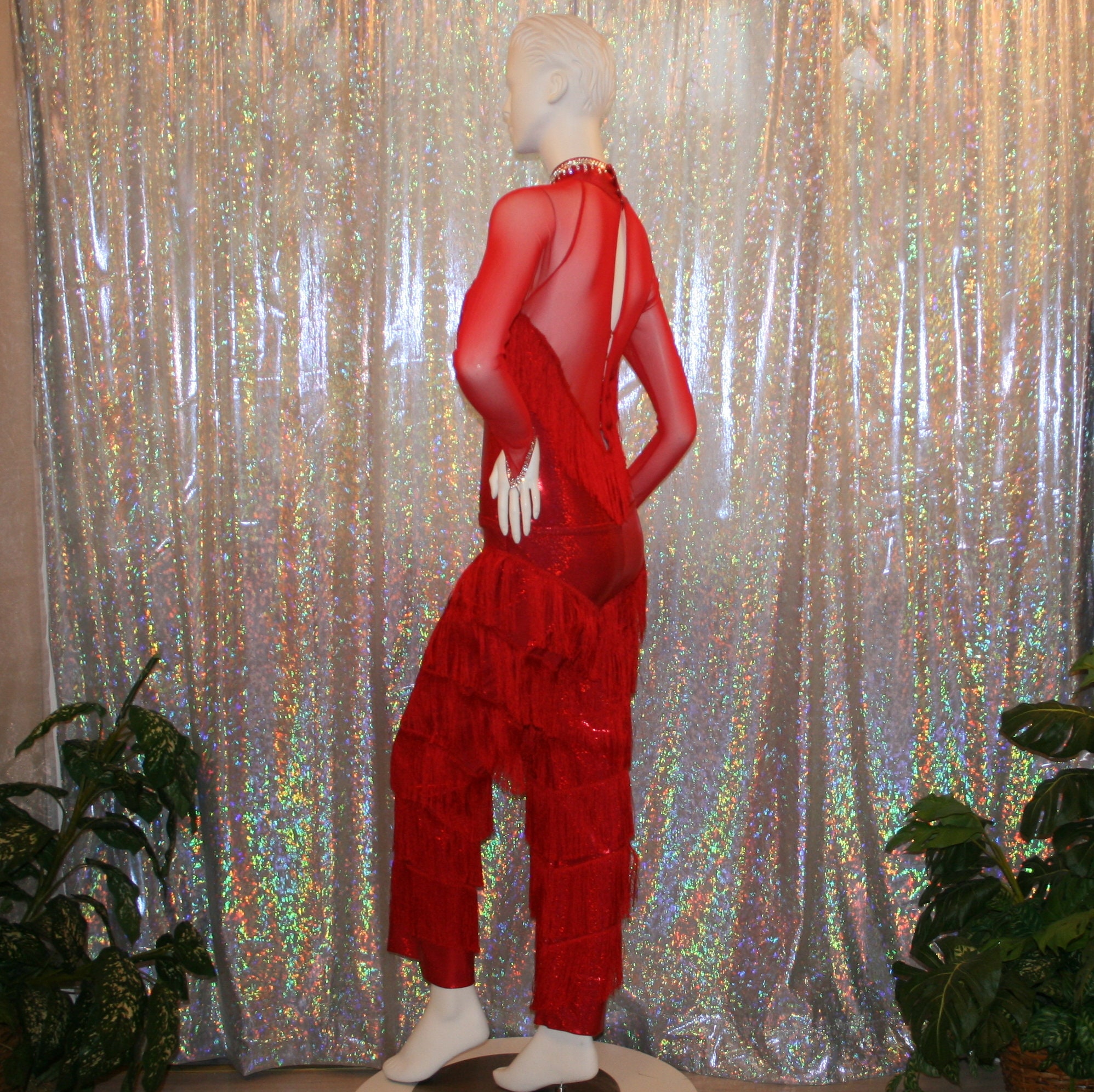 Fringy Latin-rhythm Dance Pant Set, Red Classic, Size 5/6-9/10 ...