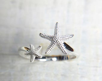 Silver starfish ring | Etsy