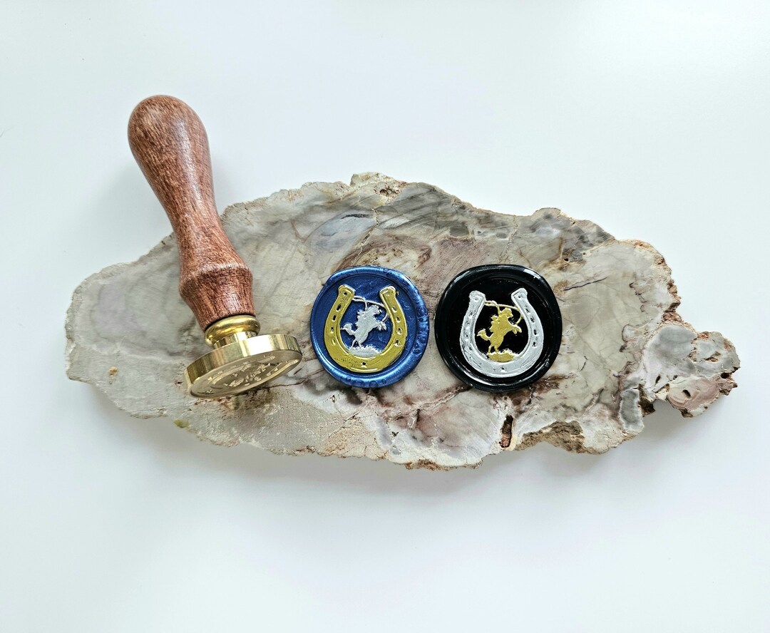 Wax Seal Stamp Cowboy With Horseshoe, Made of Brass With Wooden Handle ...