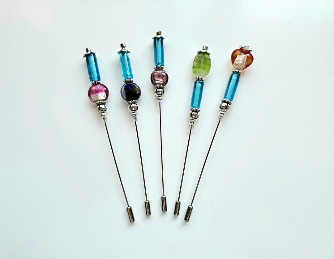 Hat Pin, Murano Beads Hatpin, Scarf Pin, Suit Lapel Pin, Stick Pin ...