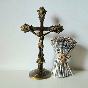 Standing Cross Altar Brass, Table Altar Crucifix, Table Crucifix, Table ...