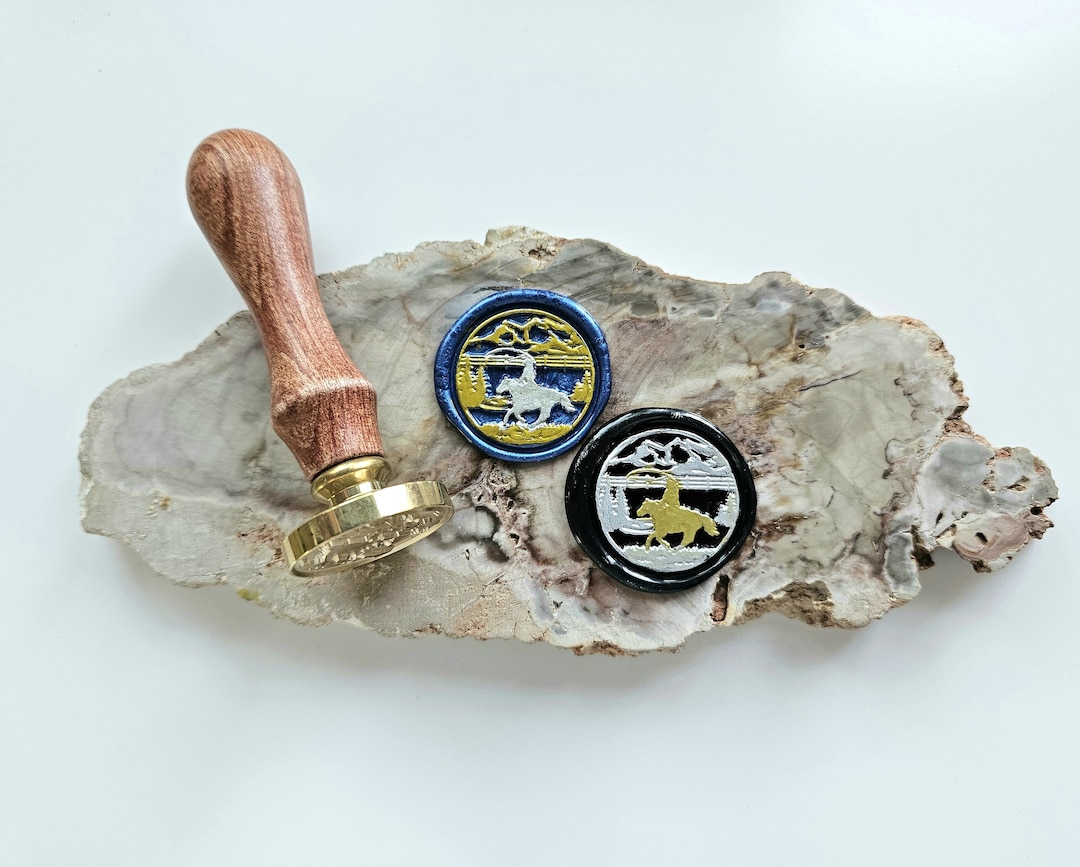 Wax Seal Stamp Cowboy on Horseback, Made of Brass With Wooden Handle ...