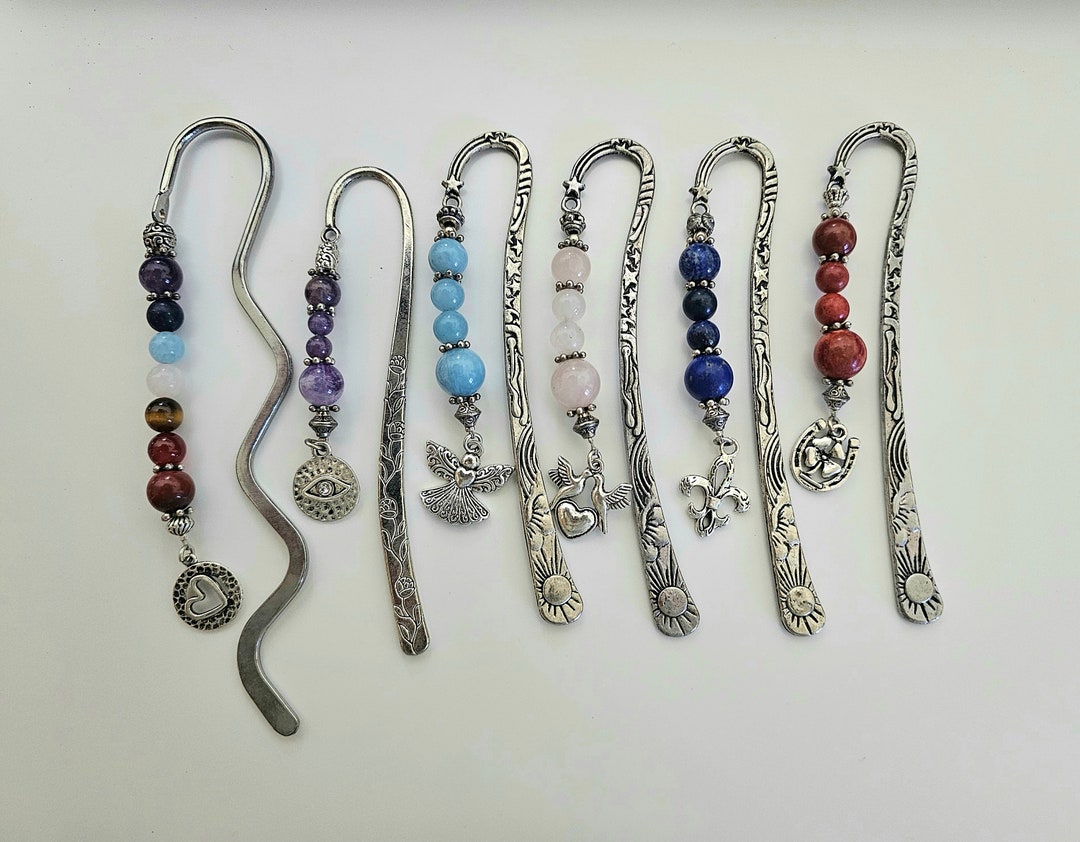 Charm Bookmark | Unique Gemstone Bookmark | Crystal Beads Bookmark With ...